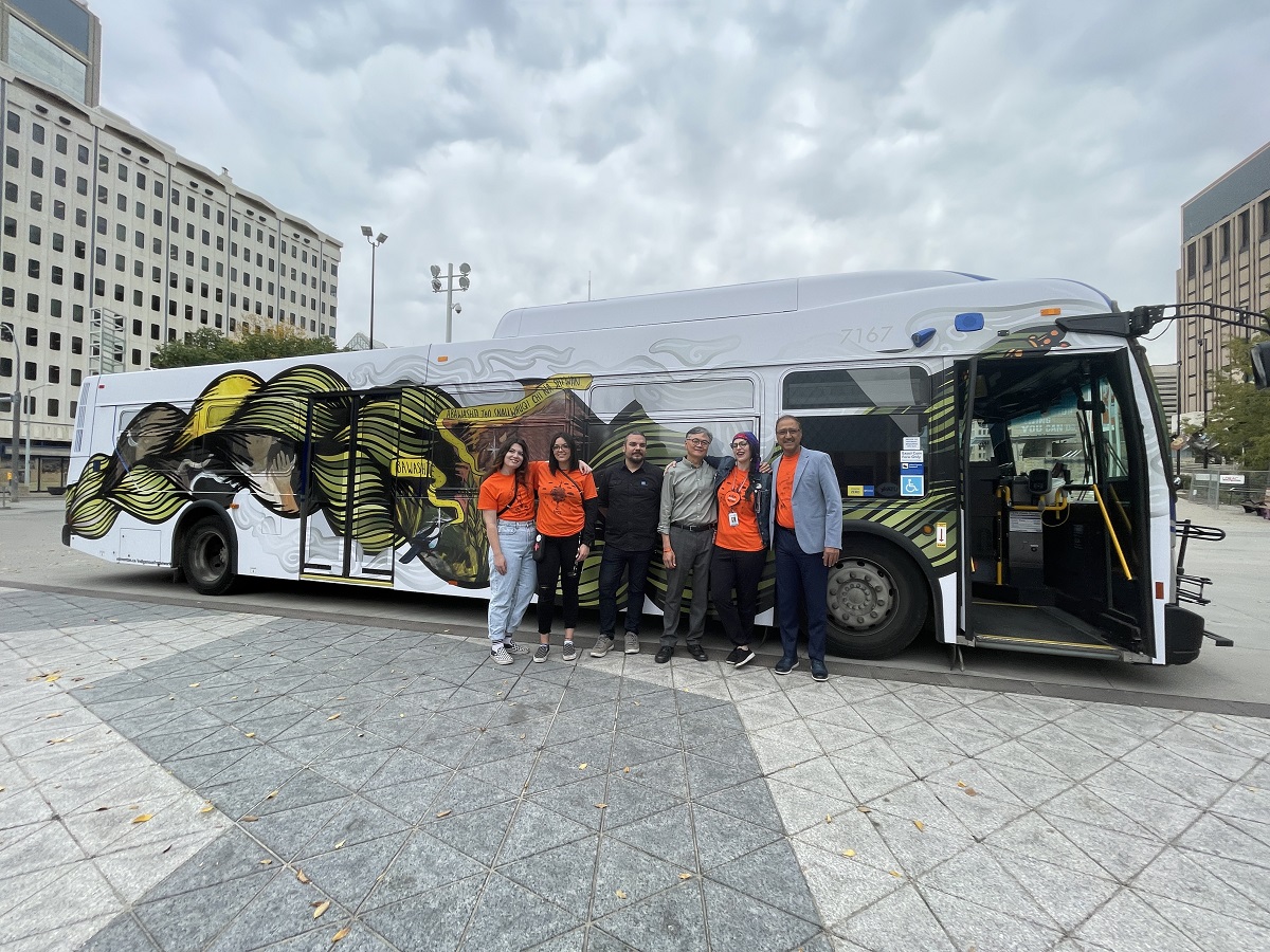 Braiding an ETS bus with Indigenous artwork - Transforming Edmonton